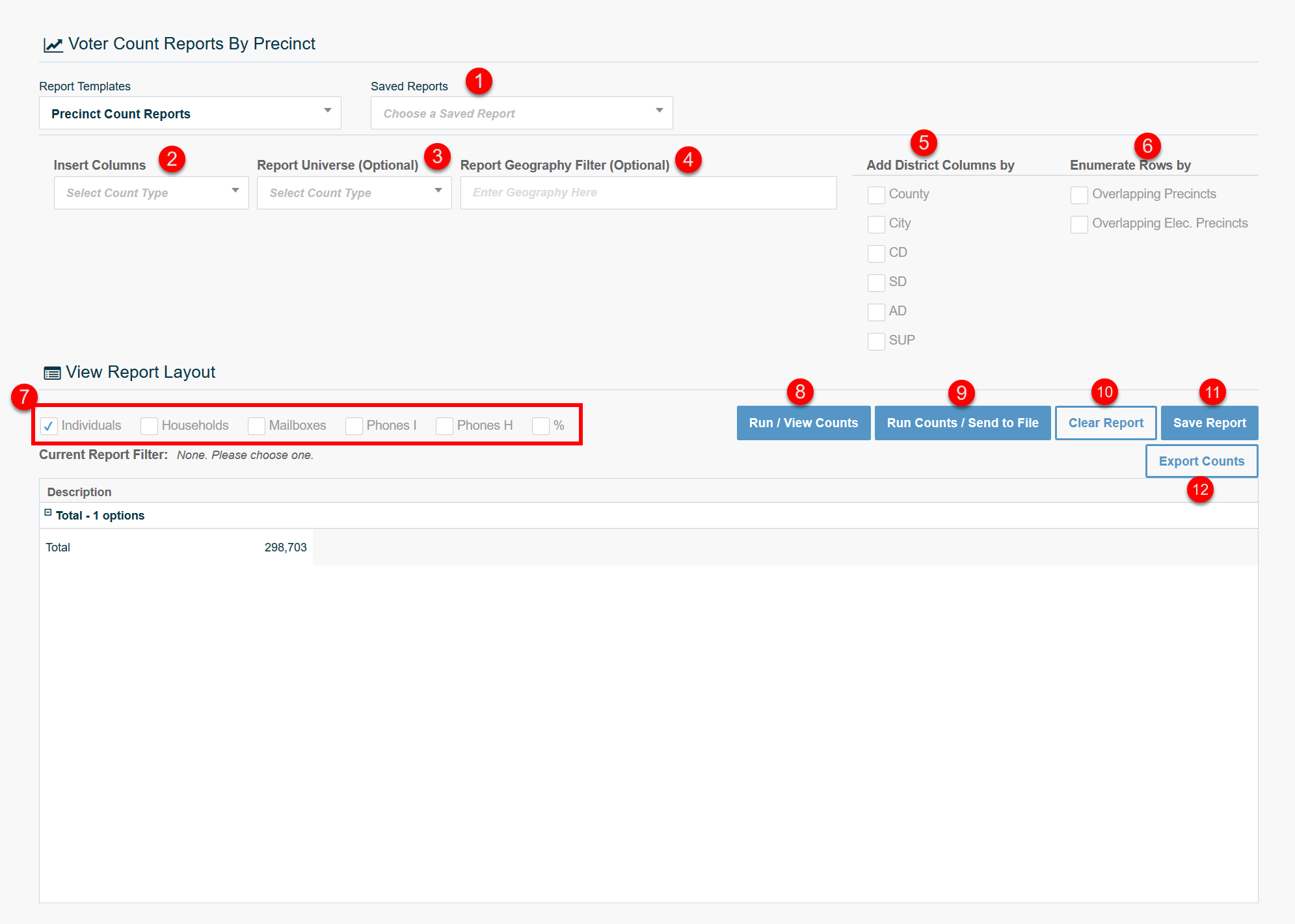 Voter File Count Reports – PDI Help Center